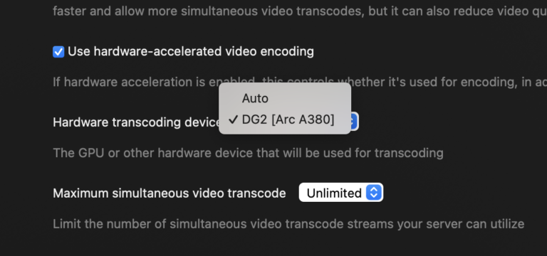 Plex hardware encoding with Intel Arc A380 - Reflections & Explorations